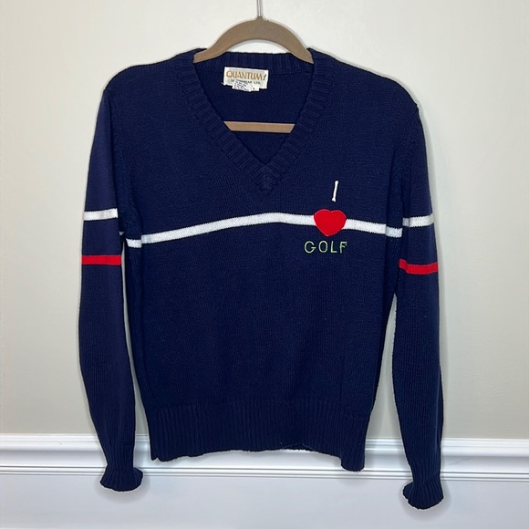Sweaters | Vintage Vneck I Love Golf Blue Knit Sweater Large | Poshmark